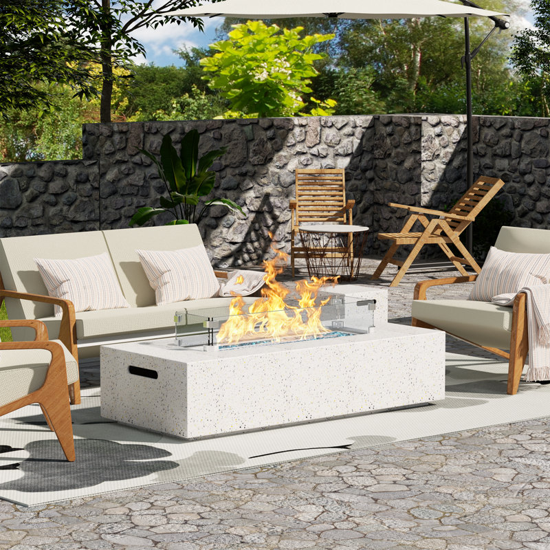 Brayden Studio® 56'' Propane Concrete Outdoor Fire Pit Table | Wayfair